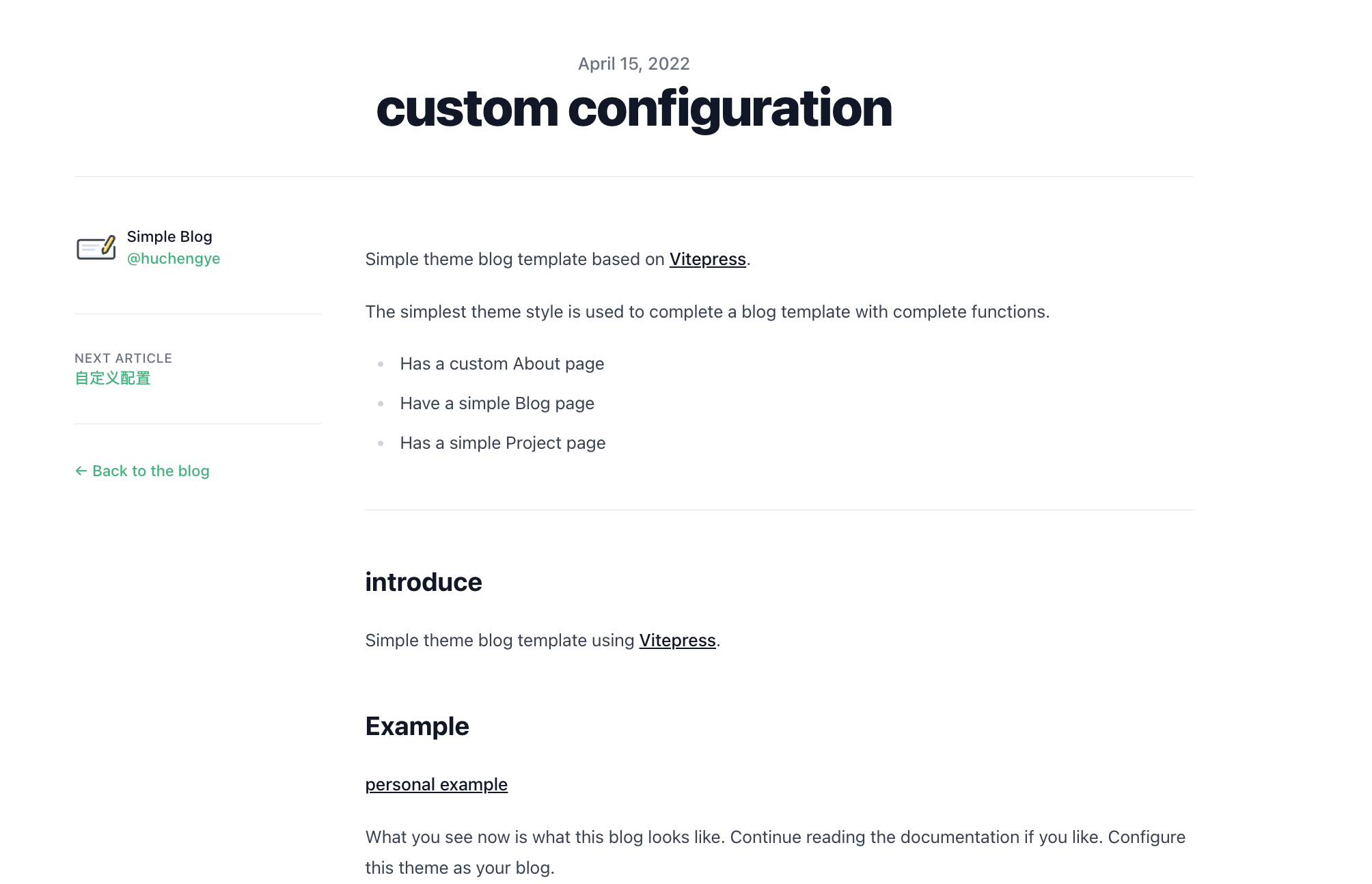 Custom Configuration | Simple